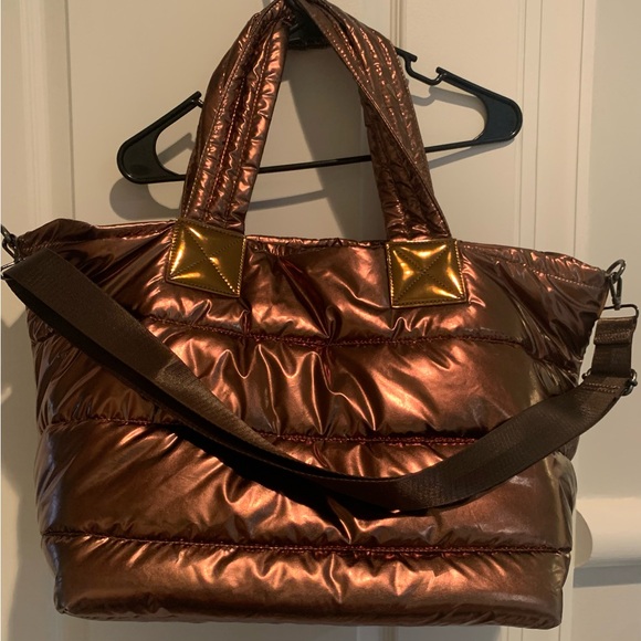 Paolo | Bags | Puffy Quilted Copper Metallic Large Tote Bag Crossbody ...